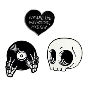 3pcs enamel pins set skull disc halloween alloy oil dripping brooch we are the weirdos mister cool enamel pins for jacket backpack