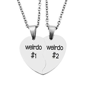 tenghong2021 2 pcs weirdo matching heart necklace set for 2, friendship gifts for women sister, bff jewelry for best friend birthday valentine's day christmas presents-necklace