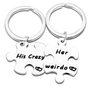 his and hers keychains gift for husband from wife gifts girlfriend boyfriend gifts couple keyring for men women her weirdo his crazy matching couples keychains jewelry set (style b)