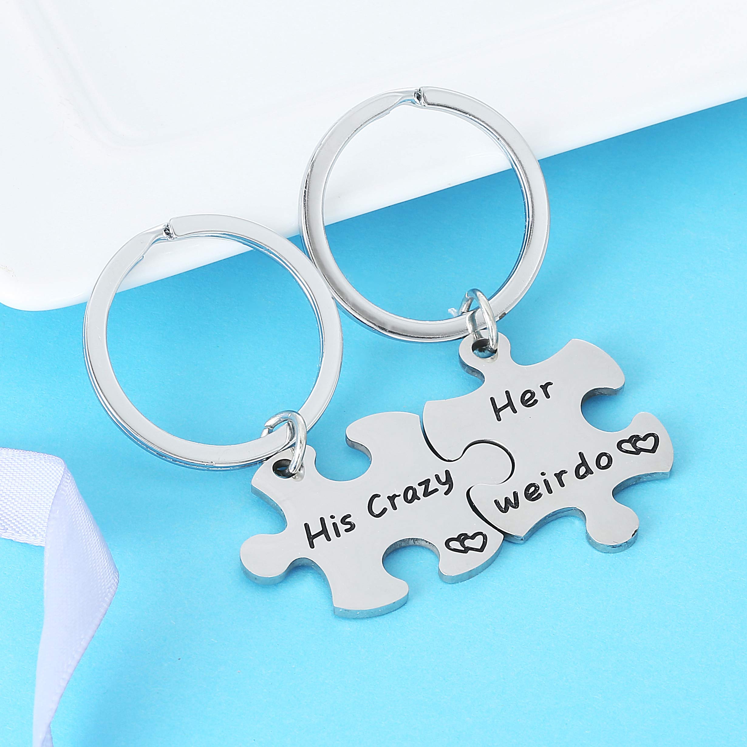 His and Hers Keychains Gift for Husband From Wife Gifts Girlfriend Boyfriend Gifts Couple Keyring for Men Women Her weirdo His crazy Matching Couples Keychains Jewelry Set (Style B)