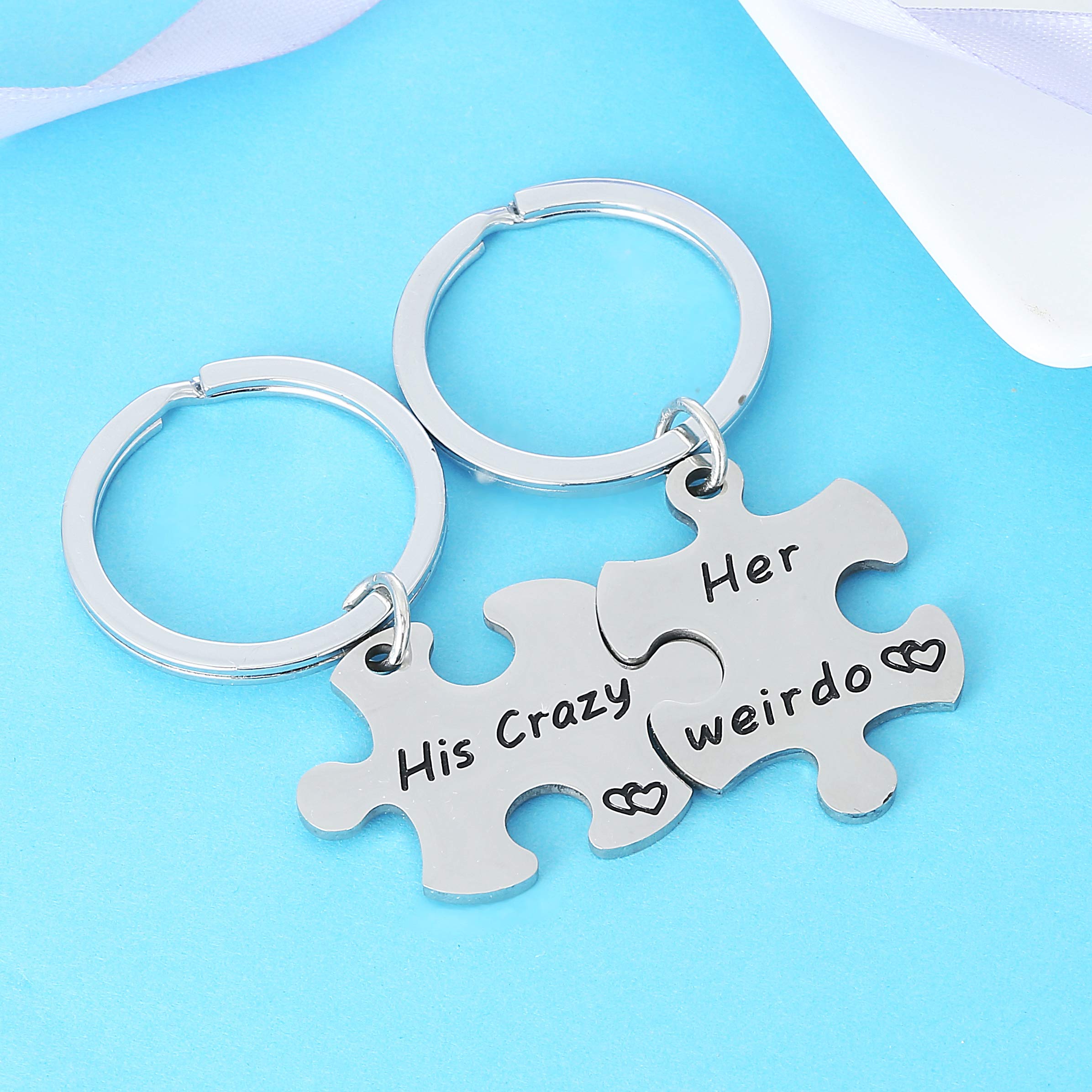 His and Hers Keychains Gift for Husband From Wife Gifts Girlfriend Boyfriend Gifts Couple Keyring for Men Women Her weirdo His crazy Matching Couples Keychains Jewelry Set (Style B)