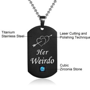 SunnyHouse Jewelry His & Hers Matching Set Titanium Stainless Steel His Crazy Her Weirdo Couple Pendant Necklace in a Gift Box (A PAIR)