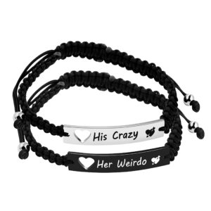 uloveido gift for lover his crazy her weirdo stainless steel couple bracelets for women men jewelry matching set