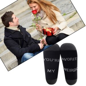 MBMSO 2 Pairs You are My Favorite Weirdo Socks Funny Couples Socks for Him Her Husband Wife Boyfriend Gift (2 Pairs Weirdo Socks)