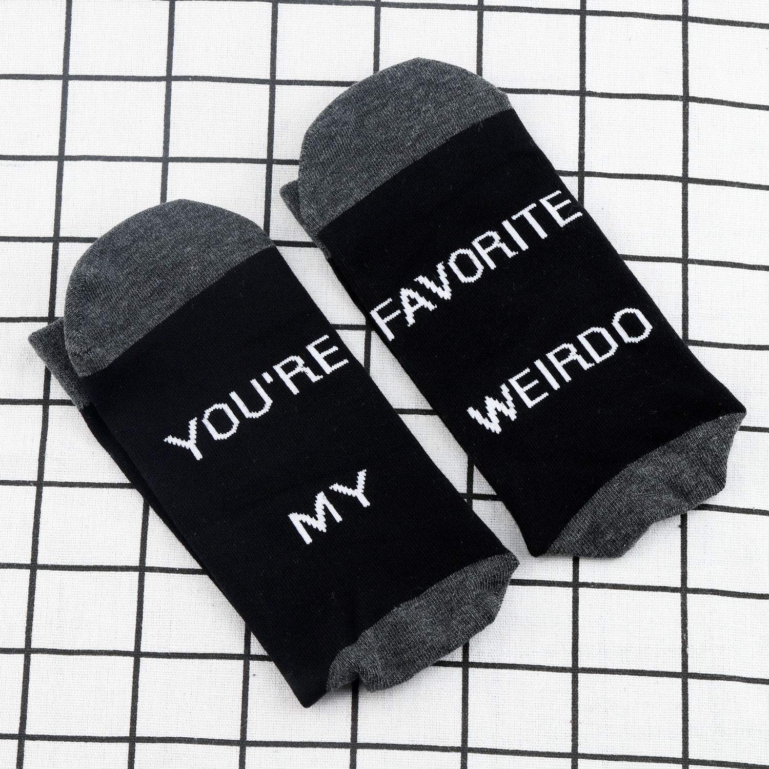 MBMSO 2 Pairs You are My Favorite Weirdo Socks Funny Couples Socks for Him Her Husband Wife Boyfriend Gift (2 Pairs Weirdo Socks)