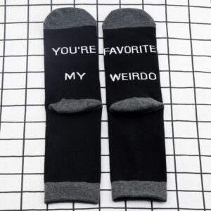 MBMSO 2 Pairs You are My Favorite Weirdo Socks Funny Couples Socks for Him Her Husband Wife Boyfriend Gift (2 Pairs Weirdo Socks)