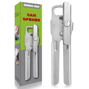 can opener heavy duty stainless steel manual can opener oversized easy turn knob sharp cutting wheel good grips with built-in bottle opener