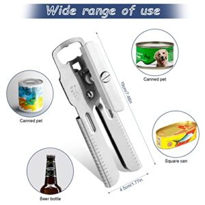 Can Opener Heavy Duty Stainless Steel Manual Can Opener Oversized Easy Turn Knob Sharp Cutting Wheel Good Grips with Built-in Bottle Opener