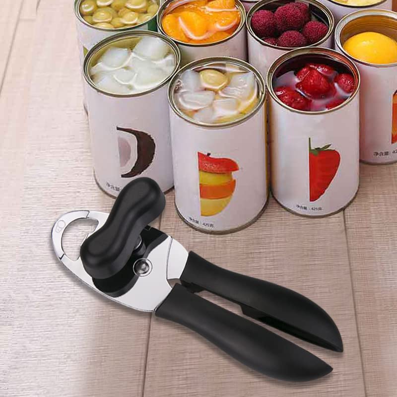 4-in-1 Stainless Steel Can Opener, Hand-Held Can Opener, Multifunctional, Sharp Blade, Labor-saving Handle, Easy To Grasp And Heavy Load, Black