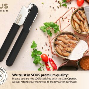 Sous Kitchen Heavy Duty Can Opener - Manual Can Openers With Premium Quality Razor Sharp Blades - Hand Can Opener Manual - Can Opener Heavy Duty For Everyday Use - Hand Held Can Openers For Kitchen