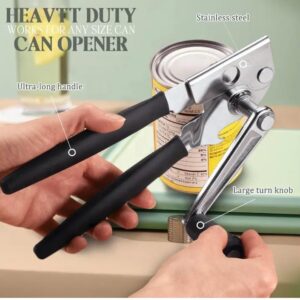 Heavy Duty Can Opener for Kitchen whit Magnet - Portable Can Opener with Built-In Bottle Opener & Manual Hand Crank - Easy-Grip, Oversized Handles with Non-Slip, Soft-Touch Rubber Sleeves - 8.27x2.7"