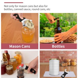 CYDW Mason Jar Opener Tool with Soft Touch Handle, No Lid Dents or Damage, Can Opener Manual Multi-Purpose, Easy Twist Manual Handheld Top Remover, Canning Supplies, Bottle Opener, Made for Lifetime