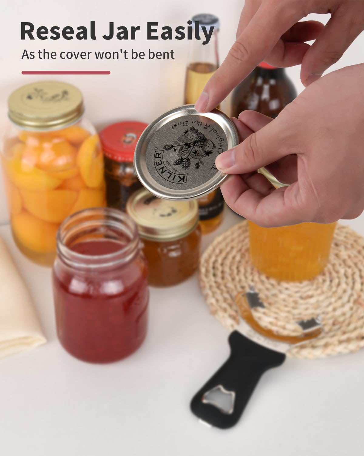 CYDW Mason Jar Opener Tool with Soft Touch Handle, No Lid Dents or Damage, Can Opener Manual Multi-Purpose, Easy Twist Manual Handheld Top Remover, Canning Supplies, Bottle Opener, Made for Lifetime