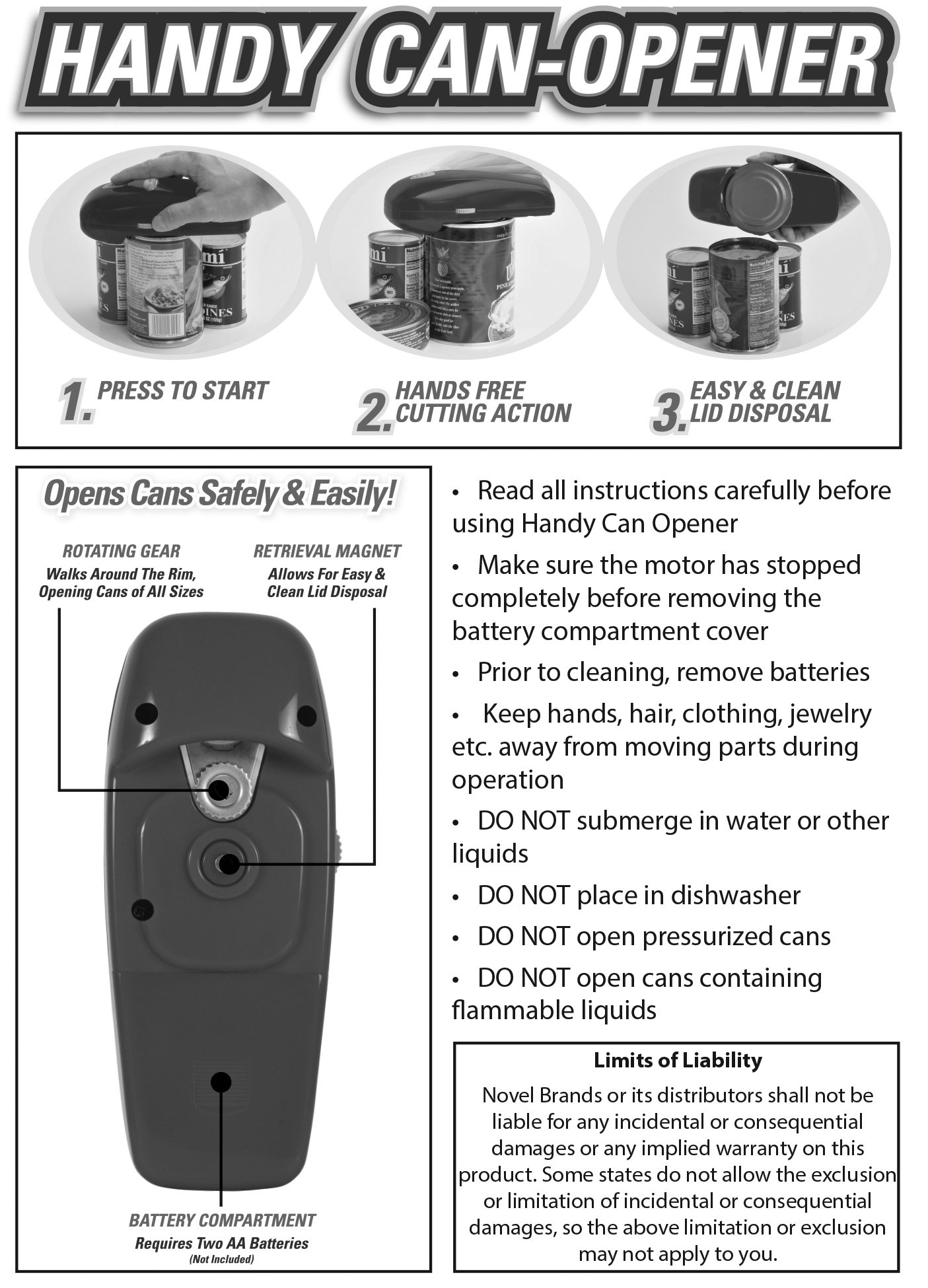 Gourmet Trends Handy Can Opener, Colors May Vary