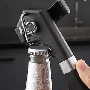 Tourvee Safe Cutting Bottle Opener for Kitchen and Restaurant - Handheld Bottle Opener, Manual, Smooth Edge; Food grade stainless steel bottle opener (black)