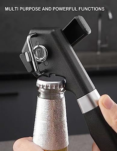 Tourvee Safe Cutting Bottle Opener for Kitchen and Restaurant - Handheld Bottle Opener, Manual, Smooth Edge; Food grade stainless steel bottle opener (black)