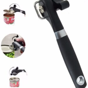 A + kitchen Manual Can Opener,Ergonomic Soft Grips Handle,Smooth Edge Safety Can Opener,Built in Food Grade Stainless Steel Can opener, A233c, Black, 8.7 x 2.4 x 1.6 inches