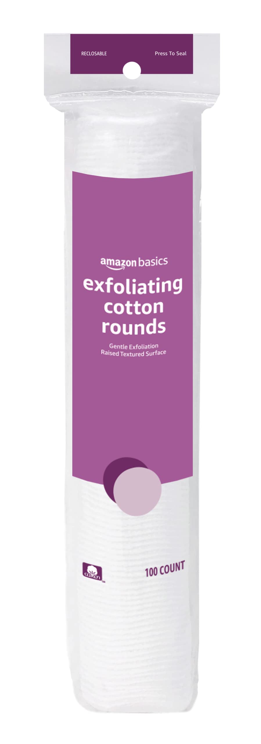 Amazon Basics Exfoliating Cotton Rounds, 100 Count (Pack of 1)