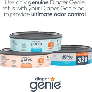 Diaper Genie Essentials Round Refill 8-Pack | Holds Up to 2560 Newborn Diapers | Features Unscented Continuous Film | Compatible with Diaper Genie Complete and Expressions Pails,8 Count (Pack of 1)