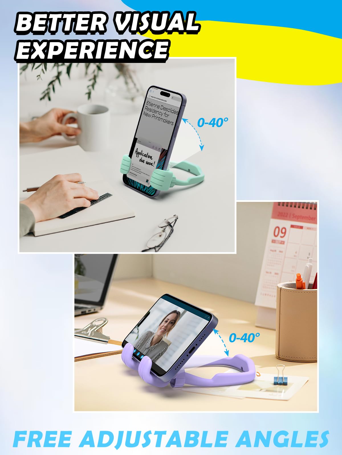 Cell Phone Stand Thumbs Up Lazy Phone Stand - 2 Pack Phone Holder 2024 College Graduation Gifts for Her Him Cellphone Phone Stand for Desk Birthday Gifts for Teens Girls Boys Adults Women Men Wife