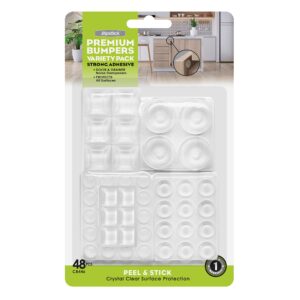 Slipstick Premium Adhesive Clear Bumper Pads 48 Piece Variety Pack, Round and Square Rubber Feet for Electronics, Cutting Boards, Cabinet Stoppers, Drawers, Furniture, Noise Damper Surface Protectors