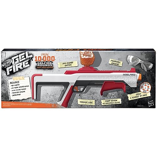 NERF Pro Gelfire Raid Blaster, Fire 5 Rounds at Once, 10,000 Gel Rounds, 800 Round Hopper, Eyewear, Toys for Teens Ages 14 & Up