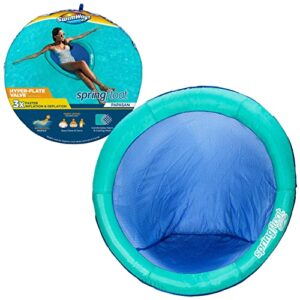 swimways spring float papasan pool lounger for swimming pool, inflatable pool floats adult with fast inflation for ages 15 & up, aqua