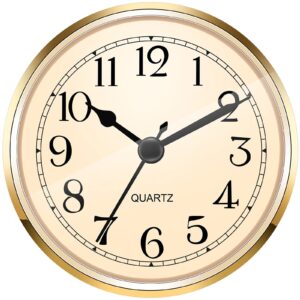 hicarer 3-1/2 inch (90 mm) quartz clock fit-up/insert with arabic numeral (gold)