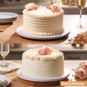 Sleek Cake Board Drum 8, 10 & 12 Inch (3 Sizes, 14 Pack Total) | Free Prop Up Tool & Matching Ribbon | 1/2" Thick Cake Board Rounds | Sturdy & Greaseproof Cake Circle For Presenting Heavy/Tiered Cakes