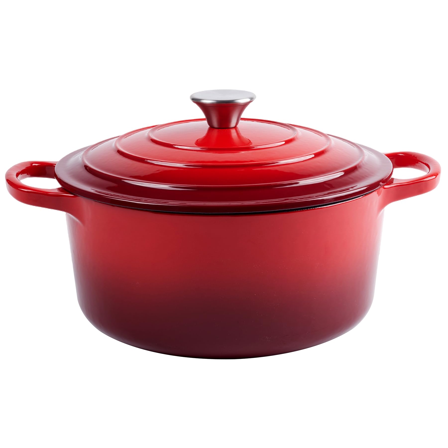 6 Quart Enameled Cast Iron Dutch Oven with Lid - Big Dual Handles - Oven Safe up to 500°F - Classic Round Pot for Versatile Cooking Red