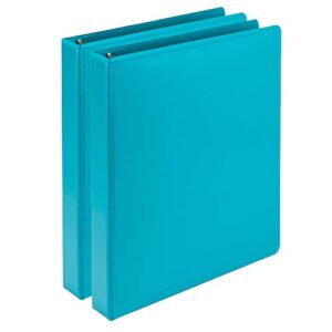 samsill earth’s choice biobased durable fashion color 3 ring view binder, 1 inch round ring, up to 25% plant based plastic, usda certified biobased, turquoise, value two pack