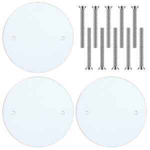 metal ceiling blank up cover 5 inch white round ceiling cover plate with 10 mounting screws to cover round/octagon box openings in ceilings or walls (3 pack, 3.5 inch holes spaced)