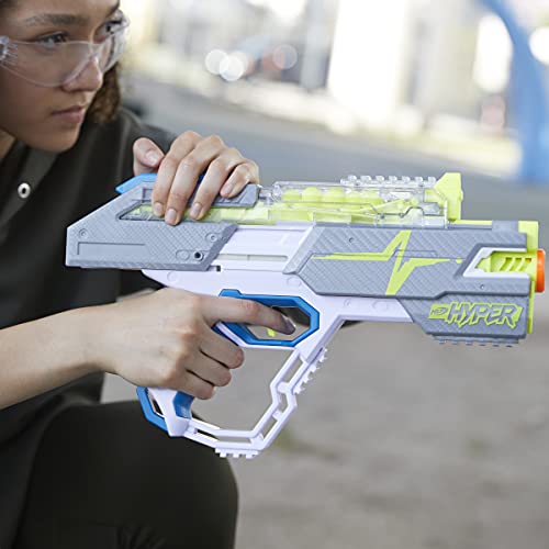 Nerf Hyper Rush-40 Pump-Action Blaster, 30 Hyper Rounds, Eyewear, Up to 110 FPS Velocity, Easy Reload, Holds Up to 40 Rounds