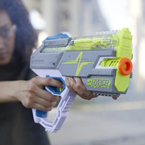 Nerf Hyper Rush-40 Pump-Action Blaster, 30 Hyper Rounds, Eyewear, Up to 110 FPS Velocity, Easy Reload, Holds Up to 40 Rounds