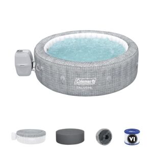 coleman saluspa sicily airjet 7 person inflatable hot tub round portable outdoor spa with 180 soothing airjets and insulated cover, gray