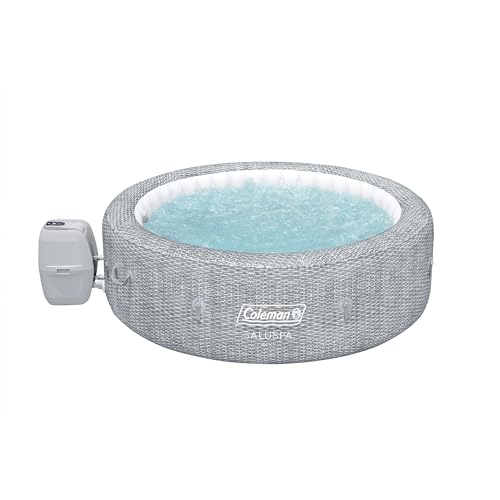 Coleman SaluSpa Sicily AirJet 7 Person Inflatable Hot Tub Round Portable Outdoor Spa with 180 Soothing AirJets and Insulated Cover, Gray