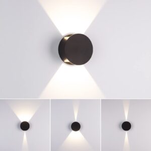 tubicen black led wall sconce, wide/narrow beam-adjustable sconces wall lighting, indoor led dimmable up and down wall lights for living room bedroom movie theater stairway, 6w, 3000k