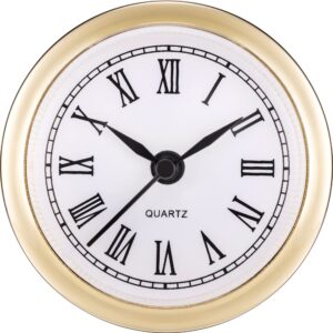 hicarer 2.4 inch (61 mm) quartz clock fit-up/insert with roman numeral, quartz movement (gold rim)