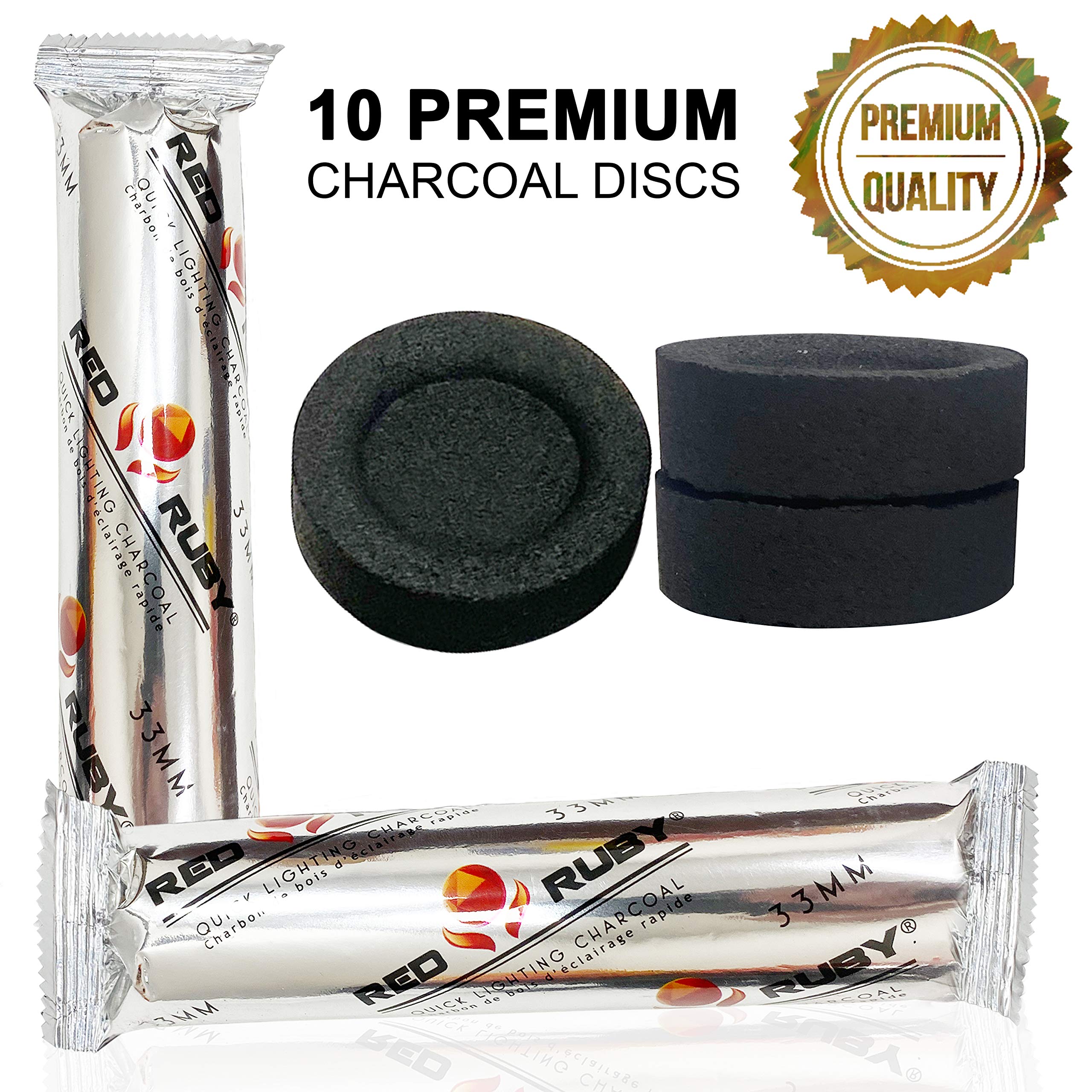 Charcoal Tablets for Incense – Quick Light Coal Tablets – Charcoal Disks – 33 mm Coal Rolls – Pack of 10 Coal Briquettes – Slow Burn - Instant Lighting (Roll of Charcoal Discs)