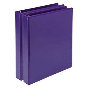 samsill earth’s choice biobased durable fashion color 3 ring view binder, 1 inch round ring, up to 25% plant based plastic, usda certified biobased, purple, value two pack