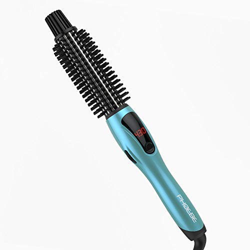 PHOEBE Curling Iron Brush, Dual Voltage Travel 1 Inch Ceramic Tourmaline Ionic Hair Curler Hot Brush, Professional Anti-Scald Instant Heat Up Curling Wands, Heated Styler Brush for Long Hair