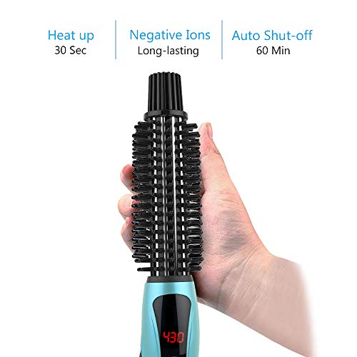 PHOEBE Curling Iron Brush, Dual Voltage Travel 1 Inch Ceramic Tourmaline Ionic Hair Curler Hot Brush, Professional Anti-Scald Instant Heat Up Curling Wands, Heated Styler Brush for Long Hair