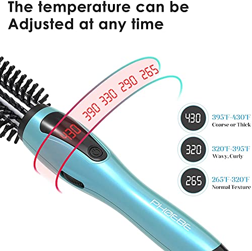 PHOEBE Curling Iron Brush, Dual Voltage Travel 1 Inch Ceramic Tourmaline Ionic Hair Curler Hot Brush, Professional Anti-Scald Instant Heat Up Curling Wands, Heated Styler Brush for Long Hair