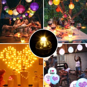 Xthuge 100pcs Mini Round Flash LED Ball Lamp Balloon Light, Ball Balloon Lights for Paper Lantern Balloon Light Party Wedding Decoration，Party Birthday,Festival Decorative Lights(Warm White)