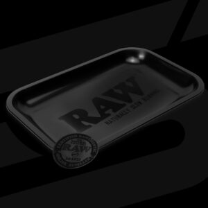 RAW Matte Black Murder'd Cigarette Rolling Tray | Size - Small | Elegant and Sleek Black on Black Finish with Smooth Rounded Edges