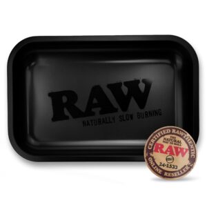 RAW Matte Black Murder'd Cigarette Rolling Tray | Size - Small | Elegant and Sleek Black on Black Finish with Smooth Rounded Edges