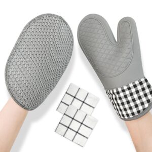 jaobhahy oven mitts set, silicone oven mitts and pot holders sets with hot pads and oven mitts heat resistant, 4pcs bakeware set for oven kitchen cooking