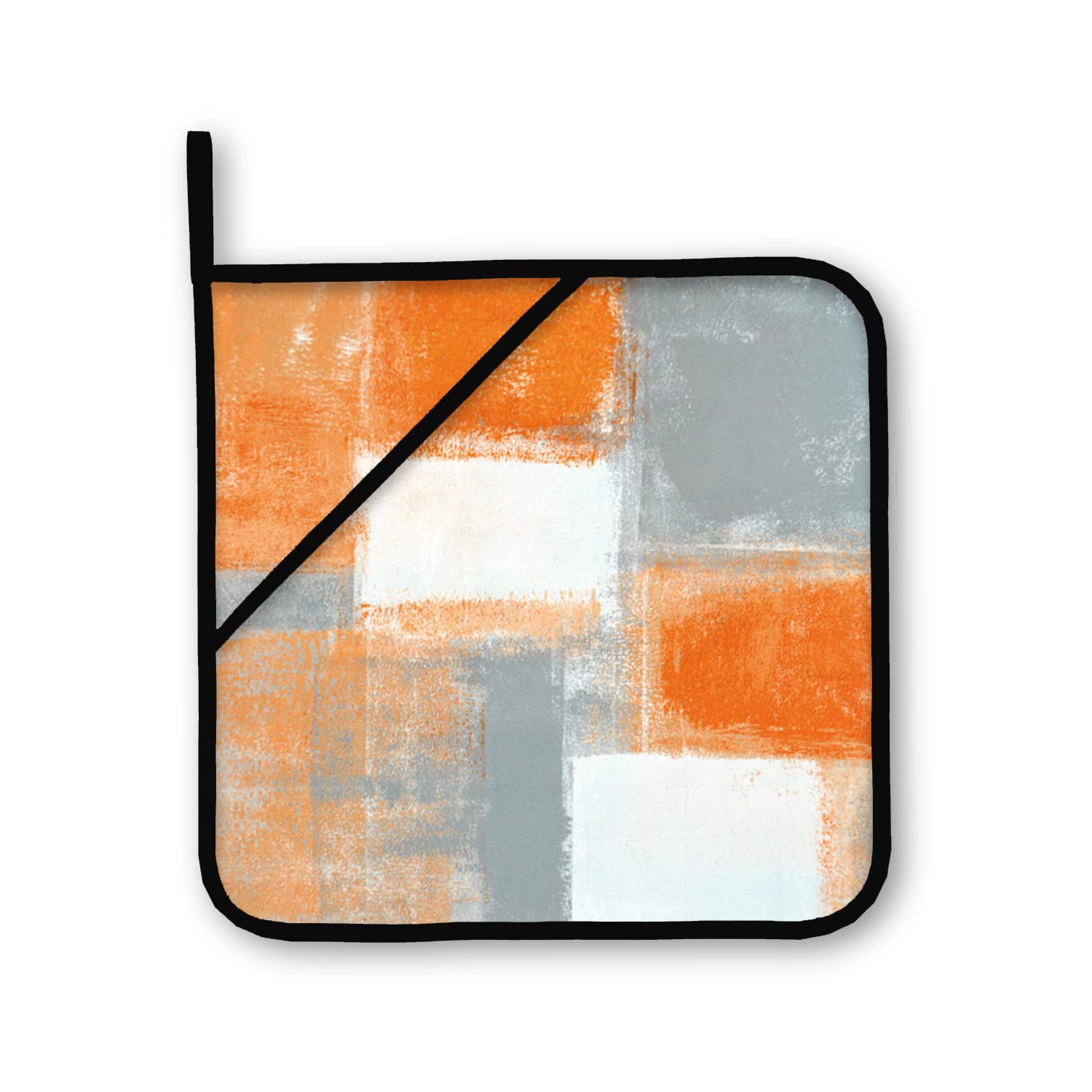 Orange Grey Oven Mitts and Pot Holders Sets of 4 Modern Abstract Art Oven Mitts Oven Gloves Pot Holders and Oven Mitts for Kitchen Baking Cooking Grilling (Orange)