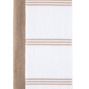 Kitchen Towels Dishcloths Oven Mitts and Pot Holders Set of 9, Oeko-Tex 100% Cotton Terry Dish Towels & Dish Cloths, Non-Slip Silicone, Tan