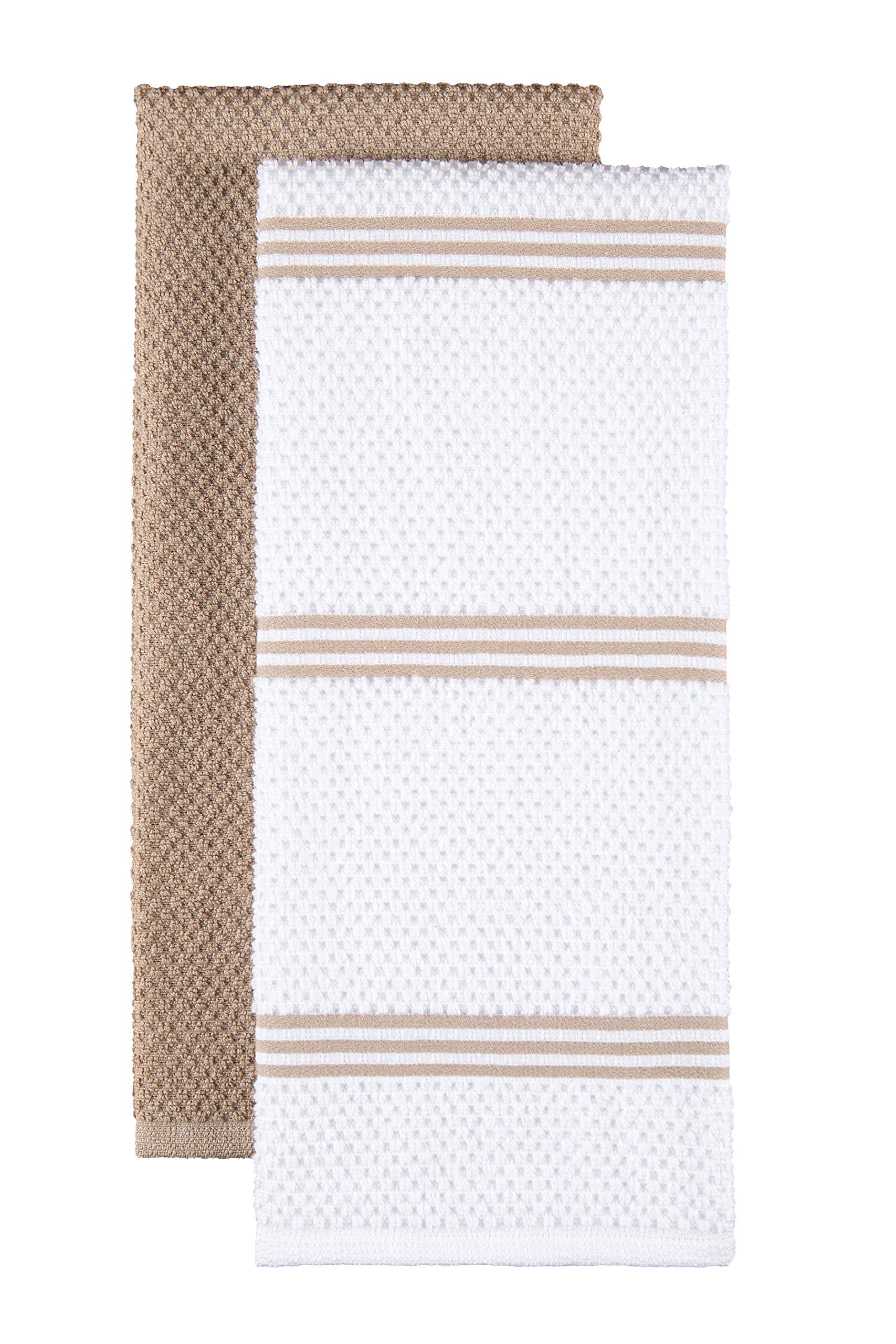 Kitchen Towels Dishcloths Oven Mitts and Pot Holders Set of 9, Oeko-Tex 100% Cotton Terry Dish Towels & Dish Cloths, Non-Slip Silicone, Tan